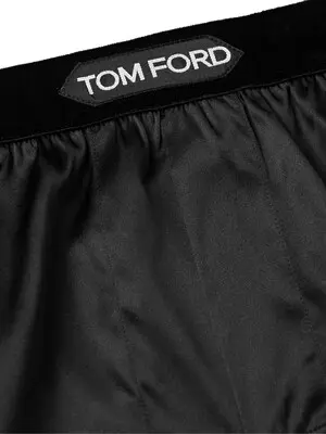TOM FORD Velvet-trimmed Stretch-silk Satin Boxer Shorts