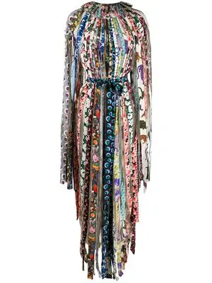 Stella McCartney Pleated Multi-print Draped Dress - White