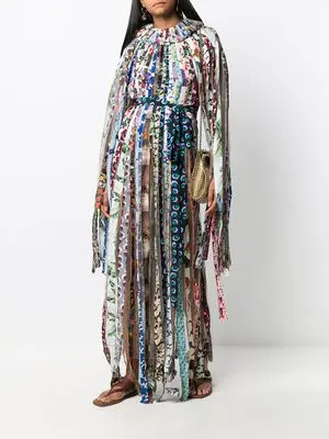 Stella McCartney Pleated Multi-print Draped Dress