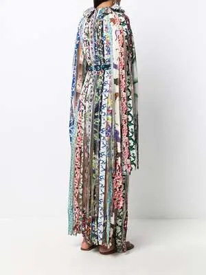 Stella McCartney Pleated Multi-print Draped Dress