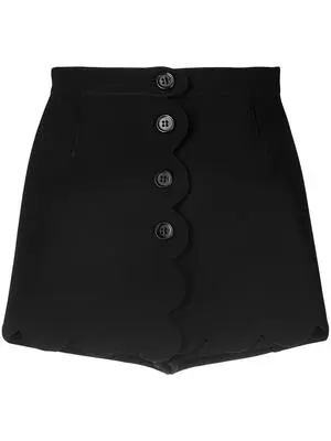 Red Valentino Scallop Trim Button Front Shorts - Black