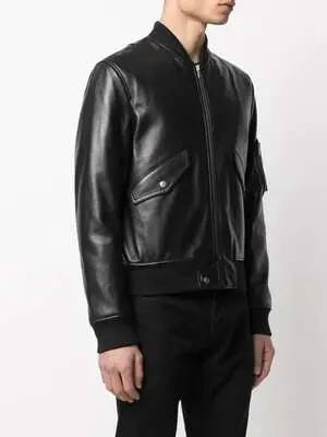 Saint Laurent Lambskin Ma-1 Bomber Jacket - Black | Editorialist