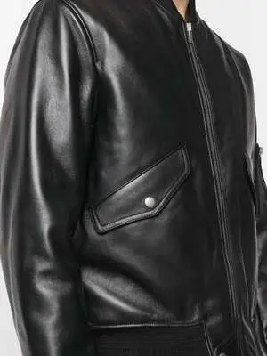 Saint Laurent Lambskin Ma-1 Bomber Jacket - Black | Editorialist