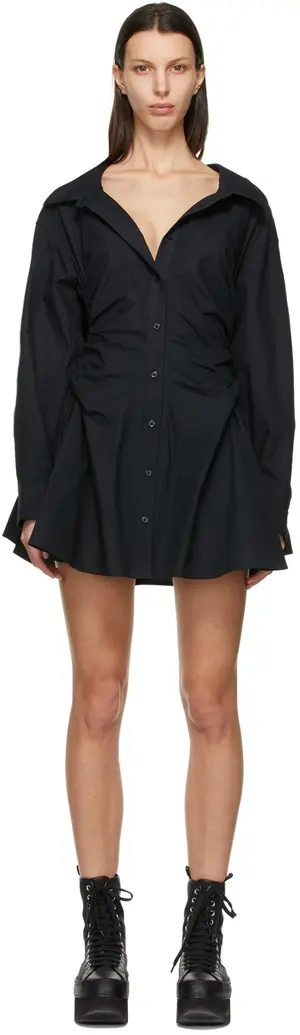 black cotton dress short Chose The Day Contrast Trim Puff Sleeve Mini Floral embroidery brings a YGroup_A10218 Color:Light Pink Tapestry Rose self-portrait - Black Cotton