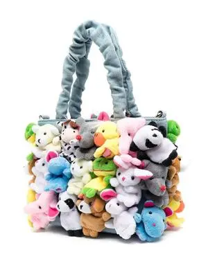 LA MILANESA Teddy Embellished Mini Denim Tote Bag