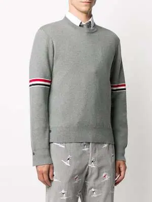 Thom Browne Milano Stitch Rwb Arm Stripe Pullover - Grey