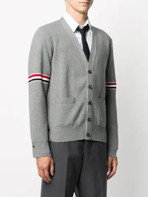 Thom Browne Milano Stitch Stripe Armband Cardigan - Grey