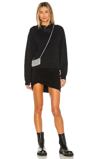 Alexander Wang Essential Terry Crewneck Sweatshirt With Puff Paint Logo - Black