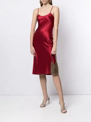Voz Midi Slip Dress - Red