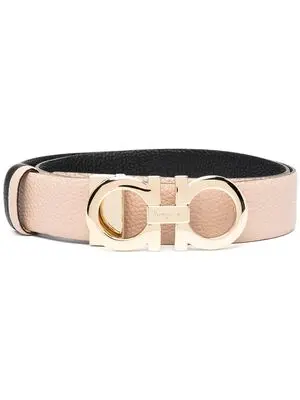 FERRAGAMO Reversible Gancini Leather Belt Neutrals