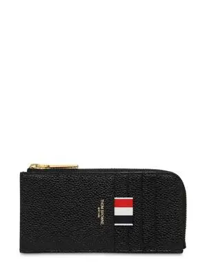 Thom Browne Pebbled Leather Half Zip Around Wallet - Black