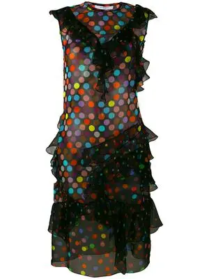 Givenchy Polka-dot Ruffled Midi Dress