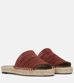 Alaïa Laser-cut Leather Espadrille Sandals