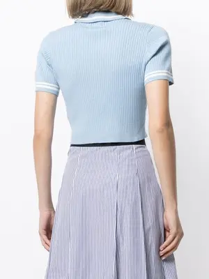 Cynthia Rowley Ribbed Cropped Polo Top