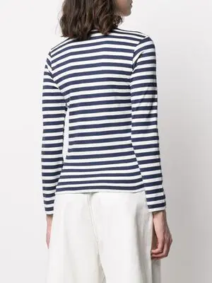 Play Comme Des Garcon Striped Long-sleeve T-shirt - Blue