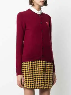 Play Comme Des Garcon Heart Motif Cardigan - Red