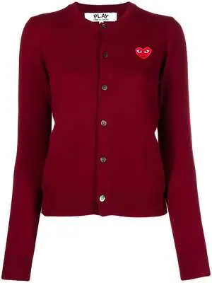 Play Comme Des Garcon Heart Motif Cardigan - Red