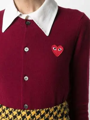 Play Comme Des Garcon Heart Motif Cardigan - Red