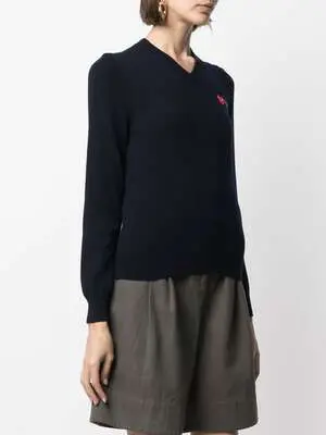 Play Comme Des Garcon Double Heart Motif Jumper - Blue