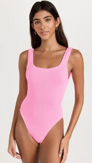 Hunza G Square Neck One-piece Swimsuit - Bubblegum Pink