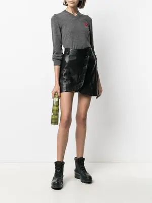 Play Comme Des Garcon Embroidered V-neck Jumper - Grey
