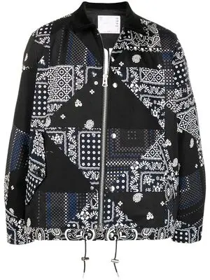 Sacai Patchwork-print Zip-up Jacket
