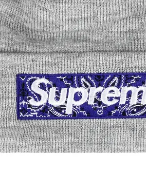 Supreme X New Era Bandana Box Logo Beanie - Grey