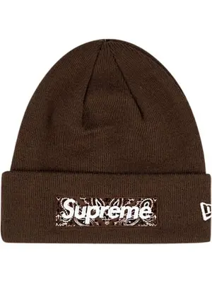 Supreme X New Era Logo Beanie - Brown