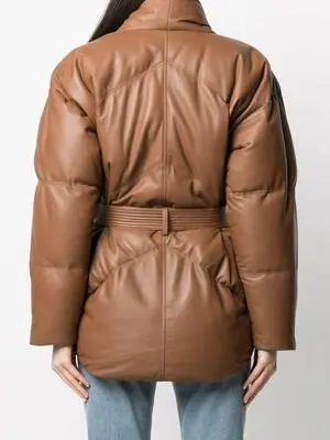 FRAME Wrap Leather Puffer Jacket