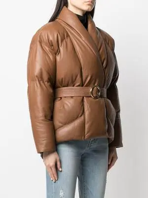 FRAME Wrap Leather Puffer Jacket