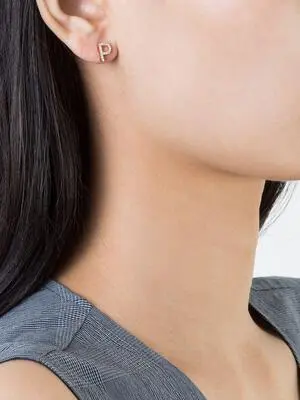 ALINKA 18kt Rose Gold Diamond Letter Stud Earring - Metallic