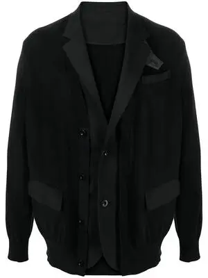 Sacai Layered Button-front Cardigan - Black