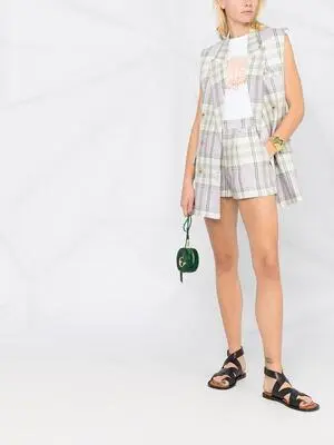 MARANT ETOILE Checked Linen Shorts