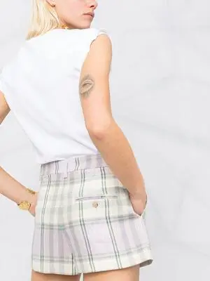 MARANT ETOILE Checked Linen Shorts