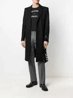Off-White Logo Embellished Single-breasted Coat