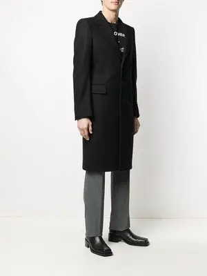 Off-White Logo Embellished Single-breasted Coat