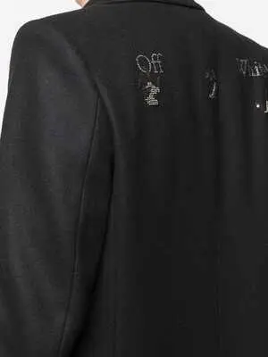 Off-White Logo Embellished Single-breasted Coat