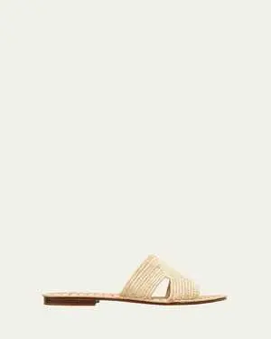 Carrie Forbes Cuadro Raffia Slide Sandals