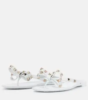Valentino Garavani Rockstud Pvc Thong Sandals - White