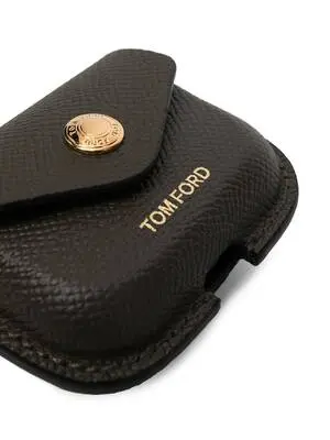 TOM FORD Logo Print Leather Airpods Case With Neck Strap