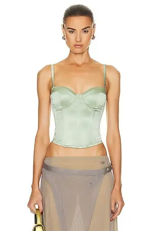 FLEUR DU MAL Fleur Du Mal Hamptons Bustier Top Light Khaki