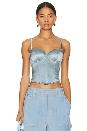 FLEUR DU MAL Fleur Du Mal Hamptons Bustier Top Steel Blue