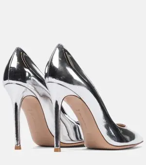 GIANVITO ROSSI 105 Metallic Leather Pumps - Silver
