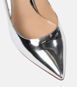 GIANVITO ROSSI 105 Metallic Leather Pumps - Silver
