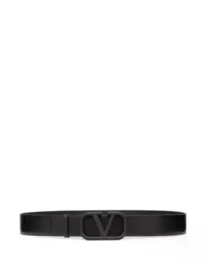Valentino Garavani Vlogo Signature Leather Belt - Black