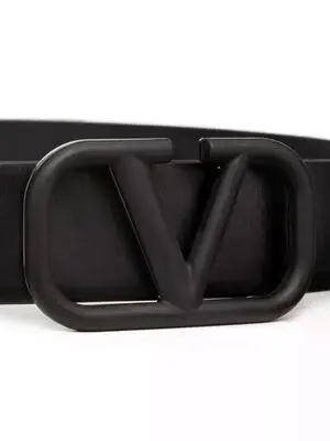 Valentino Garavani Vlogo Signature Leather Belt - Black