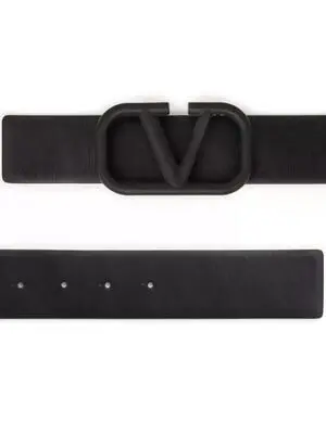 Valentino Garavani Vlogo Signature Leather Belt - Black