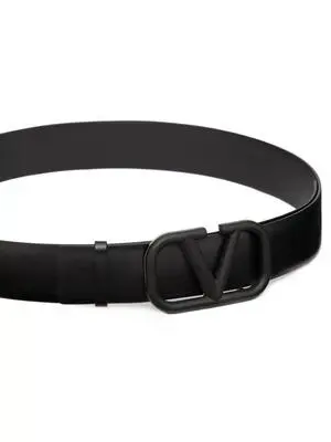 Valentino Garavani Vlogo Signature Leather Belt - Black