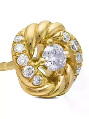 David Yurman 18kt Yellow Petite Infinity Diamond Stud Earrings - Gold