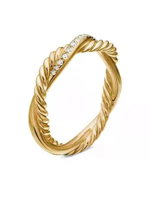 David Yurman 18kt Yellow Petite Infinity Diamond Band Ring - Gold
